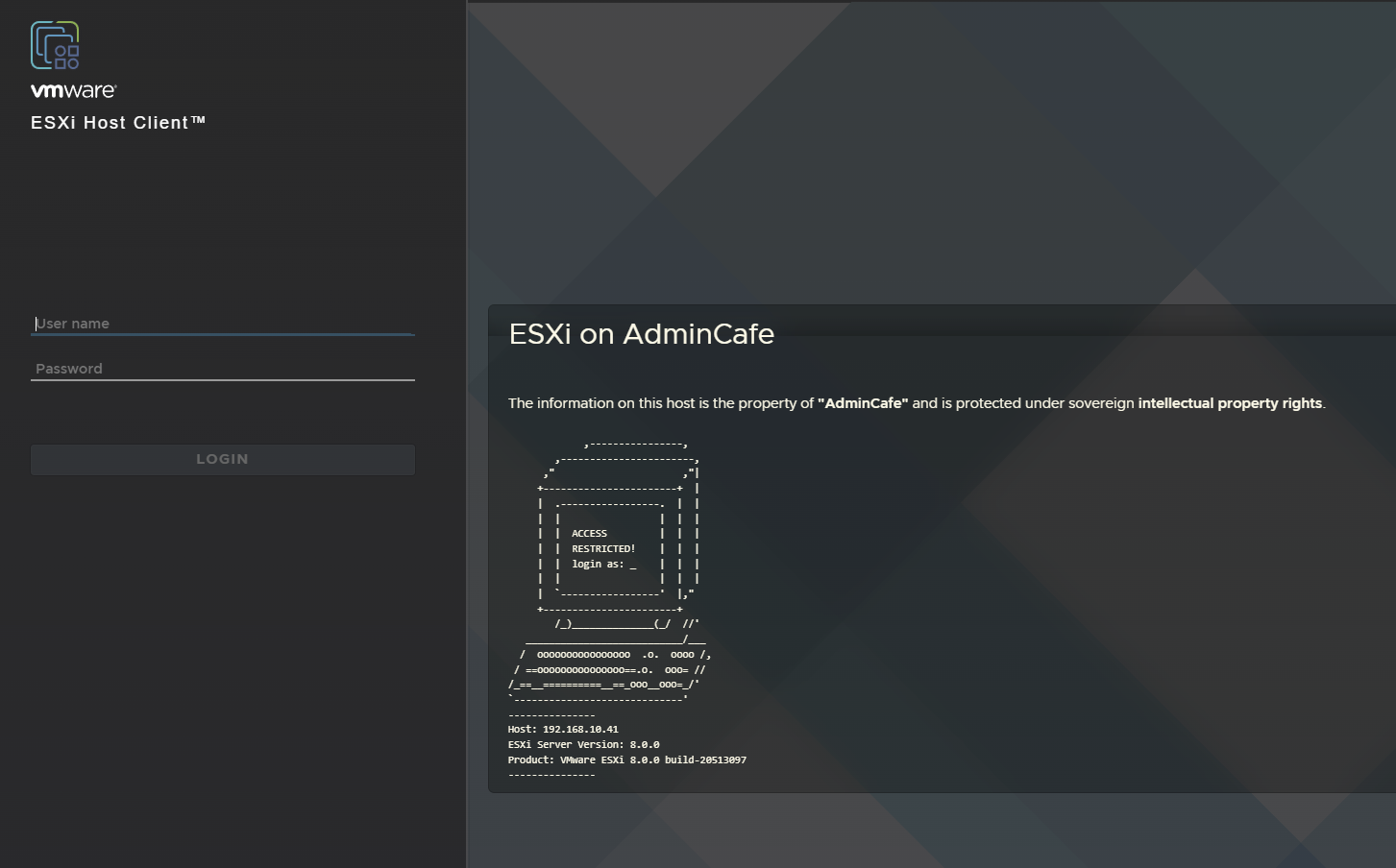 Stufe 31 – ESXi Host mit eigenem LoginBanner – AdminCafe